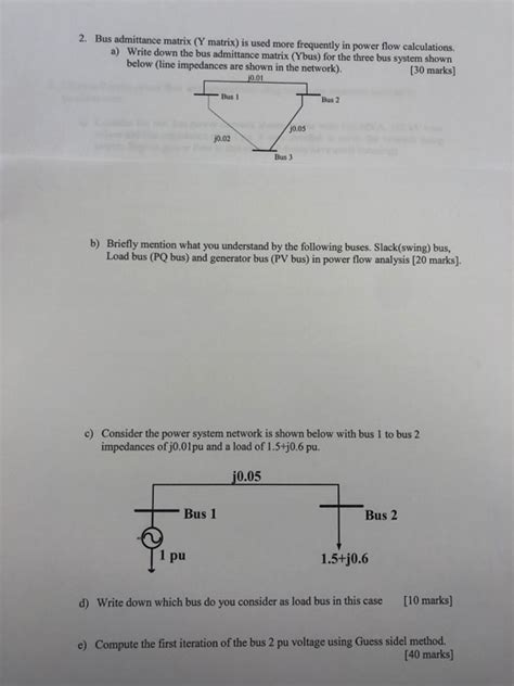 Solved Bus Admittance Matrix Y Matrix S Used More