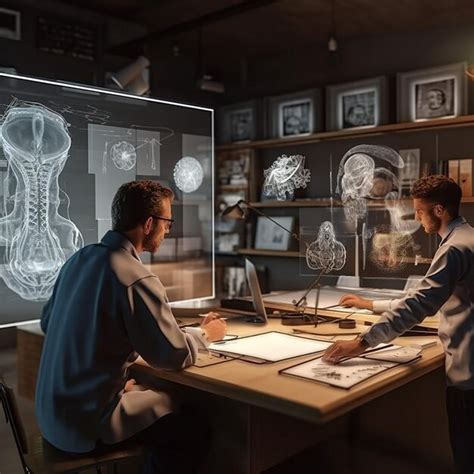 Premium Ai Image Two Men Sit At A Desk In Front Of A Computer Screen