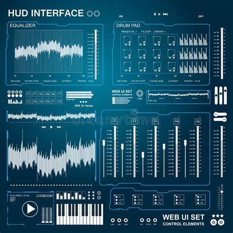 Futuristic Blue Virtual Graphic Touch User Interface Music Interface