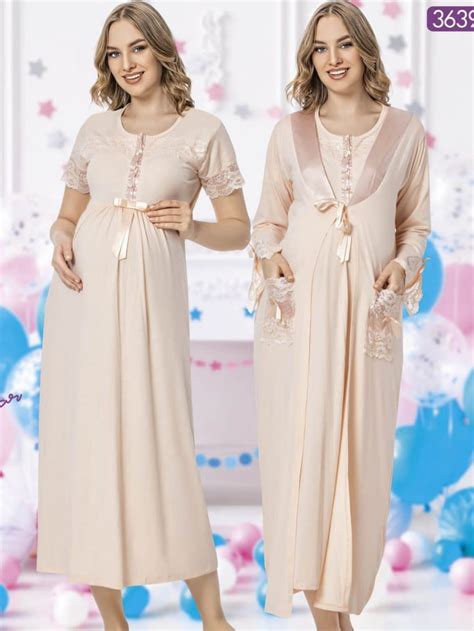 Нощница за бременни с халат Pink Angel