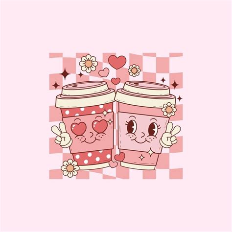 Premium Vector Cute Retro Illustration Of Two Espresso Coffees For