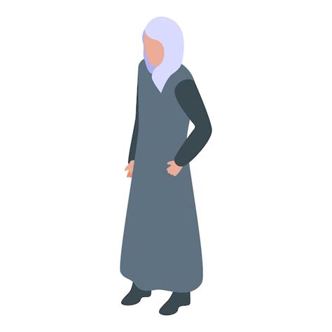 Arab Class Woman Icon Isometric Vector Muslim Online Arabic Education