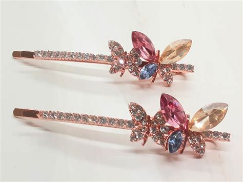 Multicolor Butterflies Bobby Pins Set Of 2 Butterflies Hair Clips