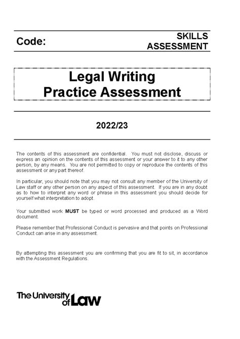 Ipp Writing Ce Practice Assessment V Code SKILLS ASSESSMENT Legal Writing Practice