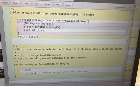 Public Arraylist Getwordswithlengthint Length