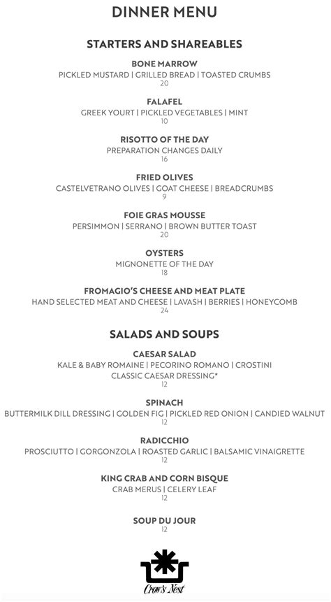 Crows Nest Andalusia Al Menu Updated July 2024
