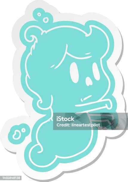 귀여운 귀여운 유령의 만화 스티커 0명에 대한 스톡 벡터 아트 및 기타 이미지 0명 검은색 귀신 Istock