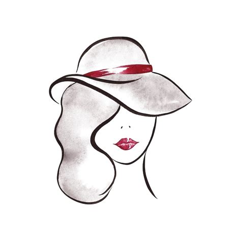 Premium Photo Beauty And Fashion The Head Of A Girl In A Hat Is Drawn