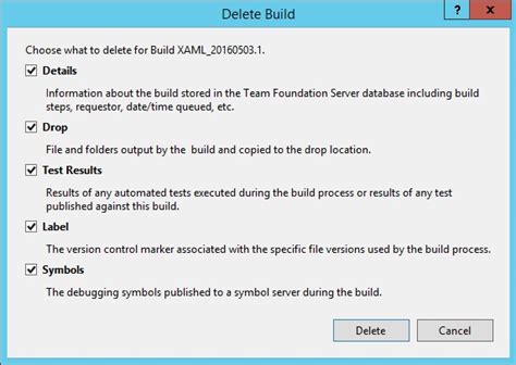 How To Change Collection Config Delete Source Label In TFS 2015 Build
