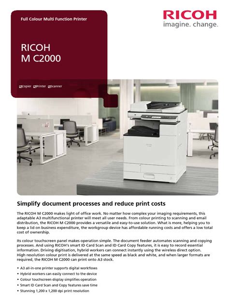 Ricoh M C2000 Brochure Pdf Image Scanner Printer Computing