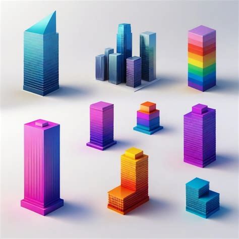 Una Serie Colorida De Edificios Con Diferentes Colores Vector Premium