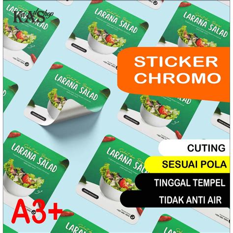 Cetak Stiker Custom Chromo A3 Free Cutting Free Desain Stiker Logo