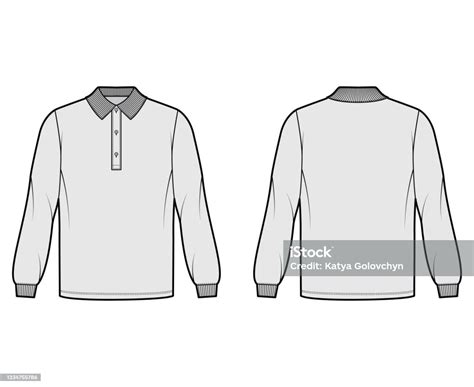 셔츠 폴로 오버사이즈 테크니컬 패션 일러스트와 긴 소매 튜닉 길이 헨리 버튼 넥 플랫 니트 칼라 0명에 대한 스톡 벡터 아트 및 기타 이미지 Istock