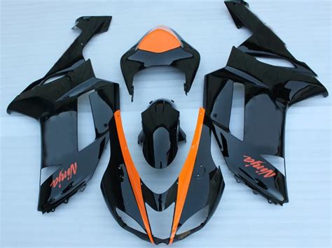 Hotlike Orange Black Fairing Kit For Kawasaki Ninja Zx 6r 636 07 08 Zx