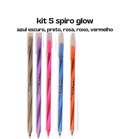 Kit 8 Caneta Cis Spiro Glow Clean Tradicional Pro Ponta Agulha