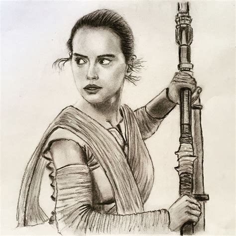 Rey Star Wars Reylo Movie Art Free Time Starwars Male Sketch