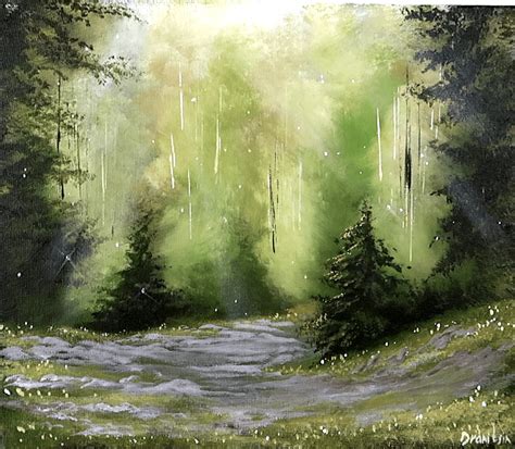 🌲 Forest Path In Sunlight Big Oval Brush Technique Acrylics 🎨