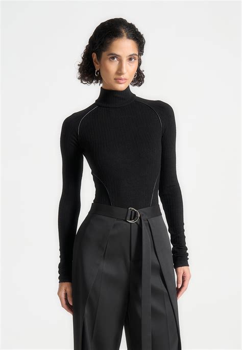 Contour Piping Rib Bodysuit Black Manière De Voir Australia