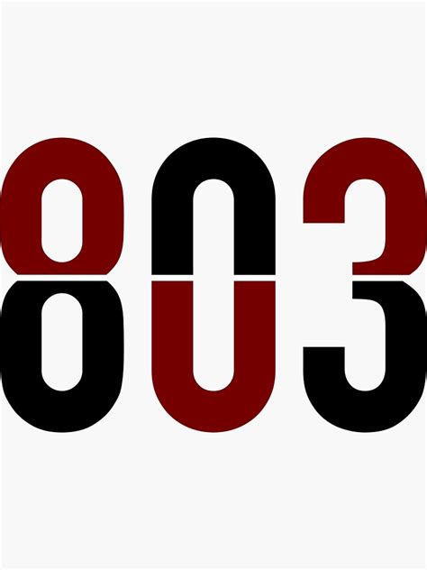 803 Columbia Area Code Sticker For Sale By Secstickers Redbubble