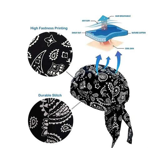 1pc Doo Rags Paisley Skull Caps Bandana Motorcycle Do Rags Head Wrap For For Men And Women