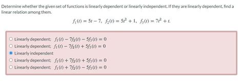 Solved Determine Whether The Given Set Of Functions Is Chegg Com
