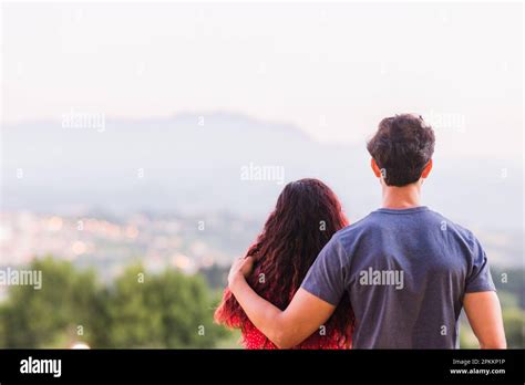 Unrecognizable Couple Hugging And Dream In A Future Relationship While