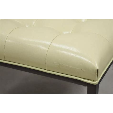 Modern Pearl Bonded Leather Steel Frame Button Tufted Square Cocktail