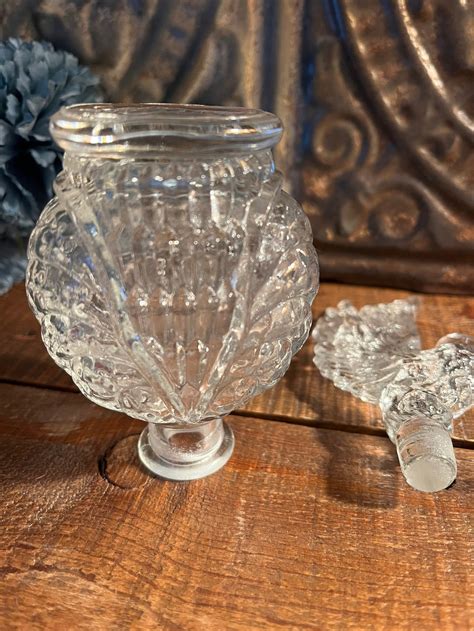 Vintage Clear Glass Perfume Bottle With Bird Stopper Etsy