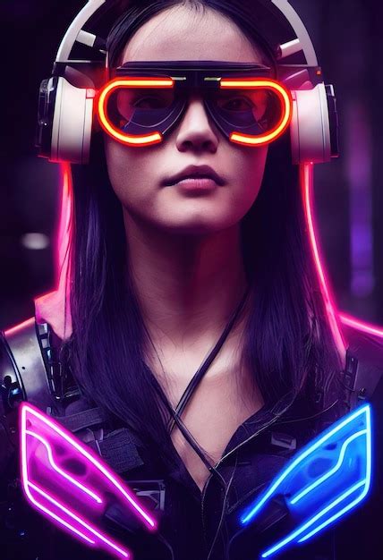 Premium Photo Realistic Portrait Of A Scifi Cyberpunk Girl Hightech
