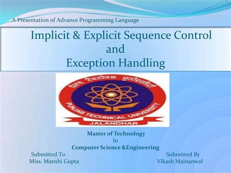 Implicit And Explicit Sequence Control With Exception Handling Pptx Programming Languages