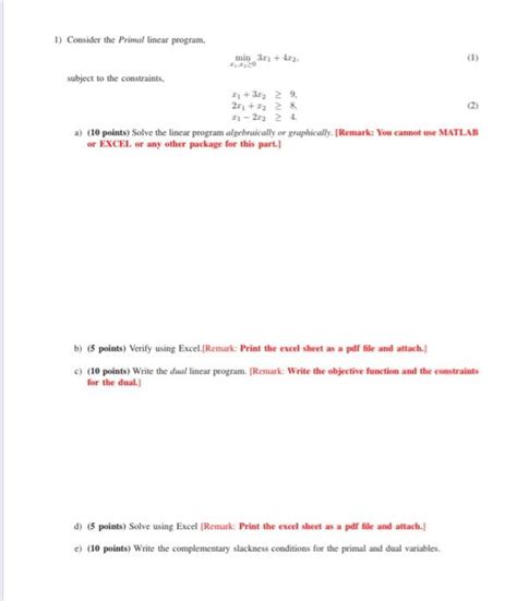 Solved Consider The Primal Linear Program Chegg