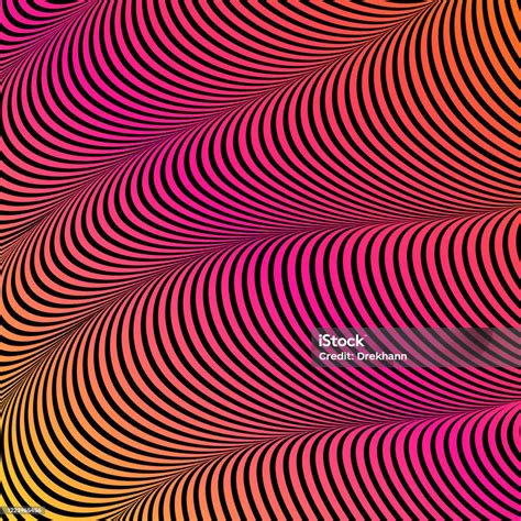 추상산 색상 물결 모양 배경 광학 예술 오파트 스트라이프 네온 그라데이션 0명에 대한 스톡 벡터 아트 및 기타 이미지 0명