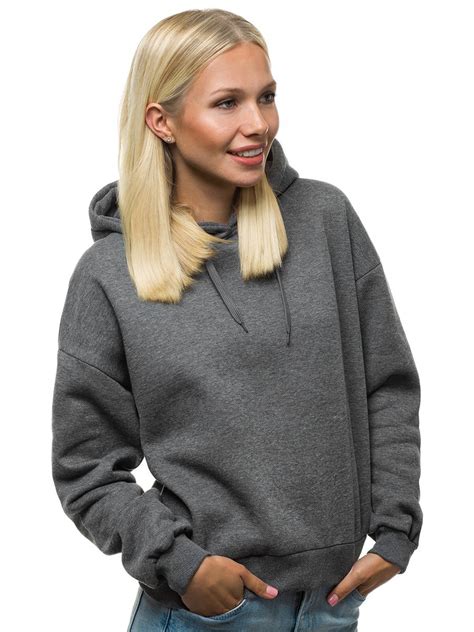 Bluza z kapturem damska grafitowa OZONEE JS KSW2019 OZONEE Odzieżowy sklep internetowy