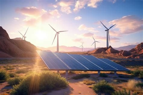 Solar Panels Harnessing Sunlight Clean Energy Source Premium Ai