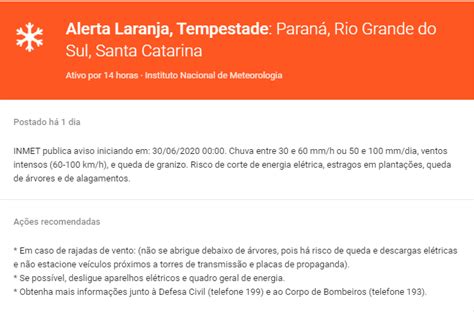 Inmet Emite Alerta Laranja Para Tempestade E Chuva De Granizo