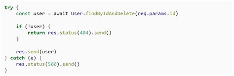 Javascript If Findbyidanddelete Finds No Users The Catch Block