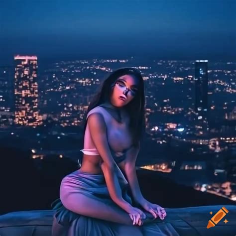 Valkyrae Sitting Outside At Night In Los Angeles