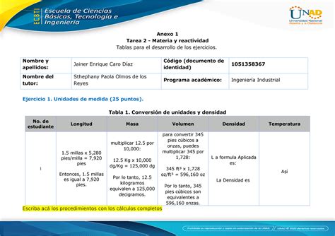 Anexo 1 Tarea 2 Matería y reactividad Curso de Química Anexo 1