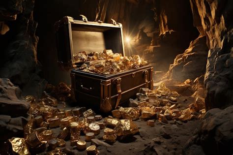 Premium Photo Picture Of A Cave With An Open Treasure Box Filled With
