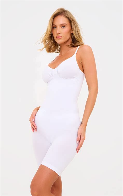 White Low Back Shapewear Bodysuit Lingerie And Nightwear