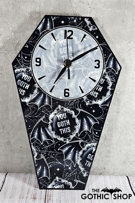 Frickin Bats Coffin Shaped Large Metal Gothic Clock Gothic Clocks And Decor