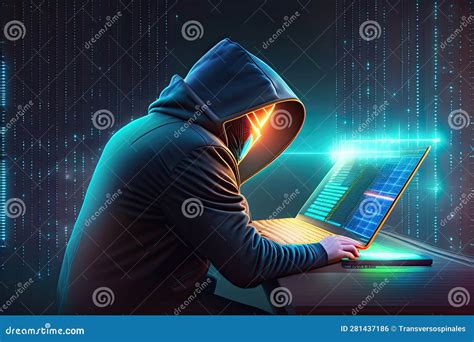 Hacker Use Laptop With Binary Code Background Stock Illustration Illustration Of Generated