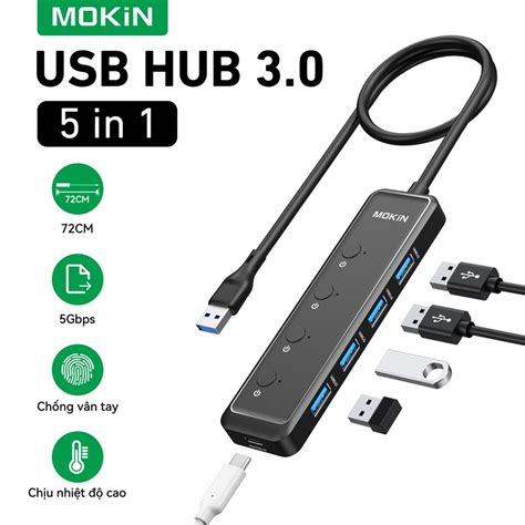 Usb Hub 3 0 4 In 1 5gbps Usb Extension Hub For Laptop High Speed Splitter Adapter Converter 72cm