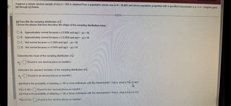 Solved Suppose A Simple Random Sample Of Size N200 Is