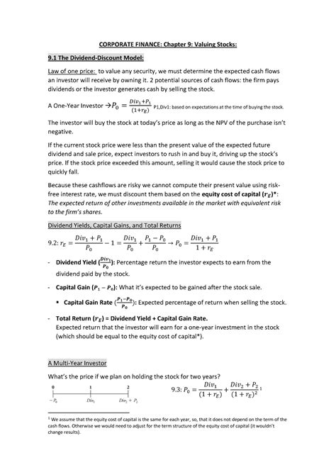 Chapter 9 Valuing Stocks Corporate Finance Chapter 9 Valuing