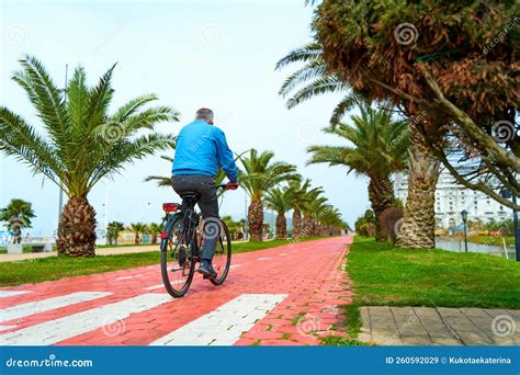 Cycle Path Across The Entire Embankment By The Sea The Resort Town Of