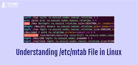 Verst Ndnis Der Etc Mtab Datei Im Linux System Ilinuxgeek