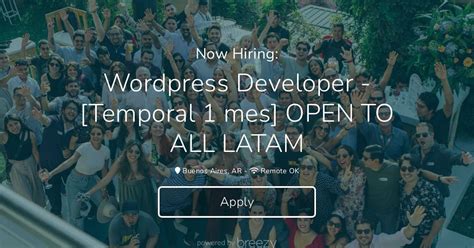 wordpress developer [temporal 1 mes] open to all latam at tekton labs