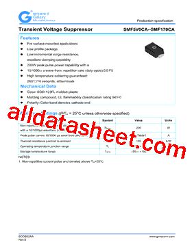 SMF CA Datasheet PDF Galaxy Semi Conductor Holdings Limited