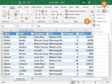 how to sort in excel customguide worksheets library
